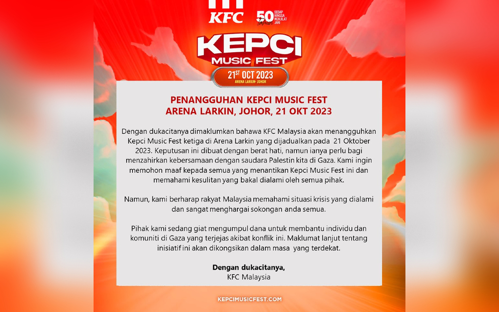 Solidariti Palestin: Kepci Music Fest di Arena Larkin Sabtu ini ...
