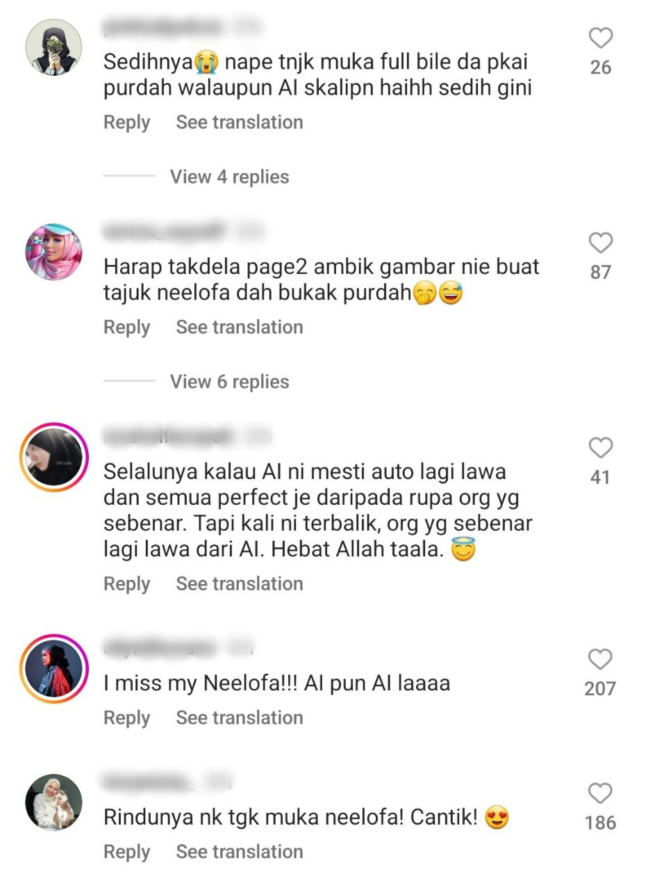 Kongsi gambar tanpa purdah versi AI, netizen kata terubat rindu nak tengok wajah cantik Neelofa ...