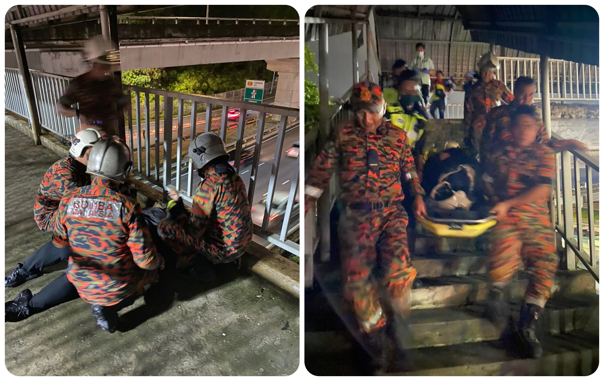 Woman unconscious after being brought down from MRR2 footbridge | Scoop