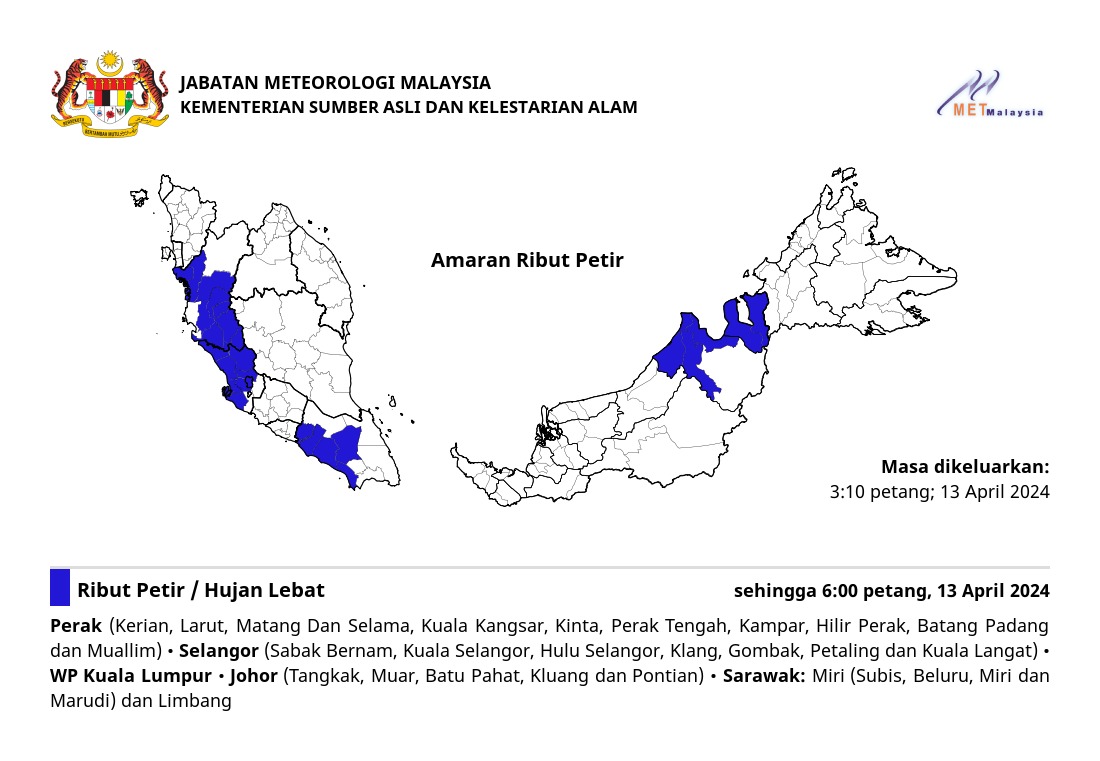 Thunderstorms to hit KL, Selangor west coast this evening: MetMalaysia ...