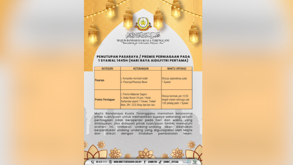 Majlis Bandaraya Kuala Terengganu arah kompleks beli-belah, pasar raya ...